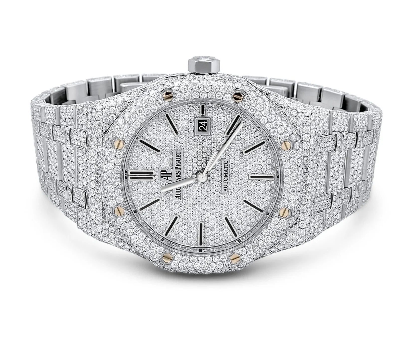 Full Diamond Set Audemars Piguet Royal Oak 41mm Stainless Steel – Saki ...